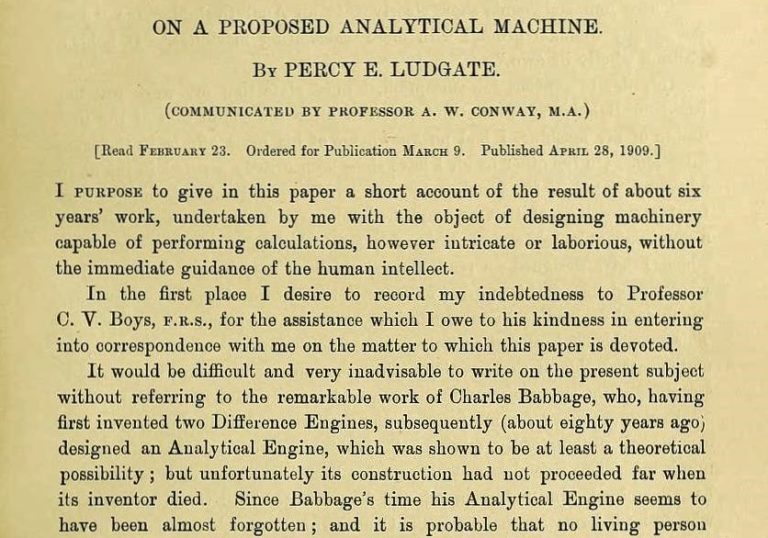 Percy Ludgate, der unbekannte Computerpionier | HNF Blog